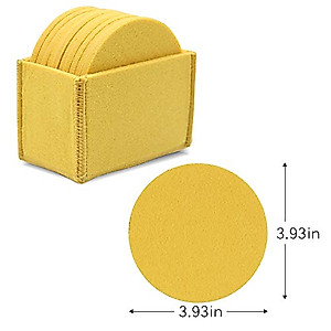 Meffort Inc Set of 10 Felt Coaster Set with Holder, Table Coasters for Drinks, Absorbent & Protect Furniture & Table - Yellow