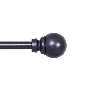 INTERIOR LIVING AZ71828US End Curtain Rod, 48-86", Black