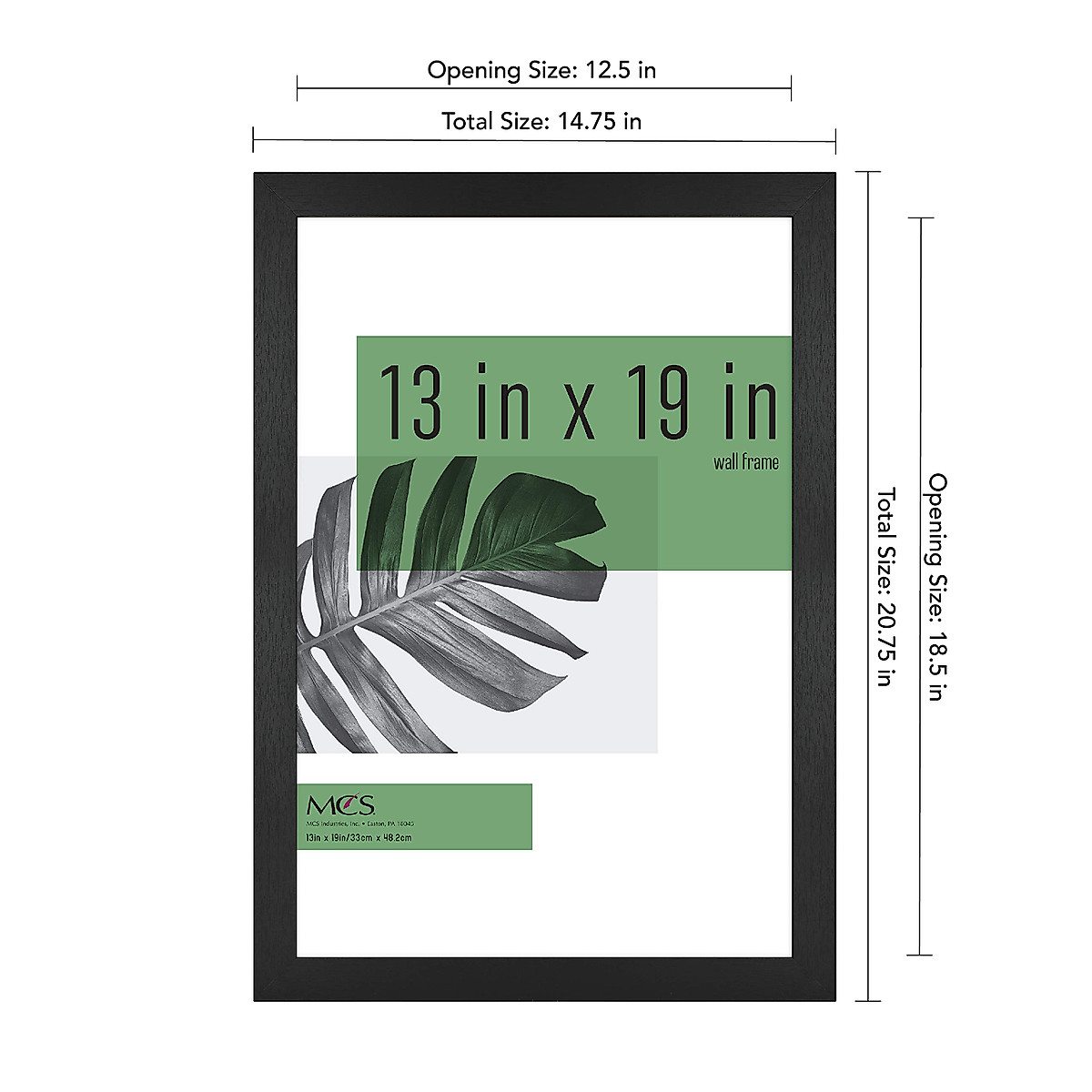 MCS Studio Gallery 13x19 Picture Frame Black Woodgrain, Rectangle Photo Frame for Photos, Posters & Art Prints (2-Pack)