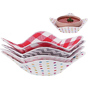 Microwave Bowl Huggers Set of 4 Hot Bowl Holders Heat Insulated Microfiber & Sponge Heat Resistant Bowl Cozies for Hot & Cold Food Bowl Holder for Soup, Pasta, Noodles & Rice Bowl
