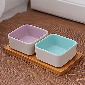 FUUIE Bowls for Food and Water Pet Bowl/Pet Universal/Ceramic/Orange Gray Blue/Bite and Anti-Turnover Easy to Clean