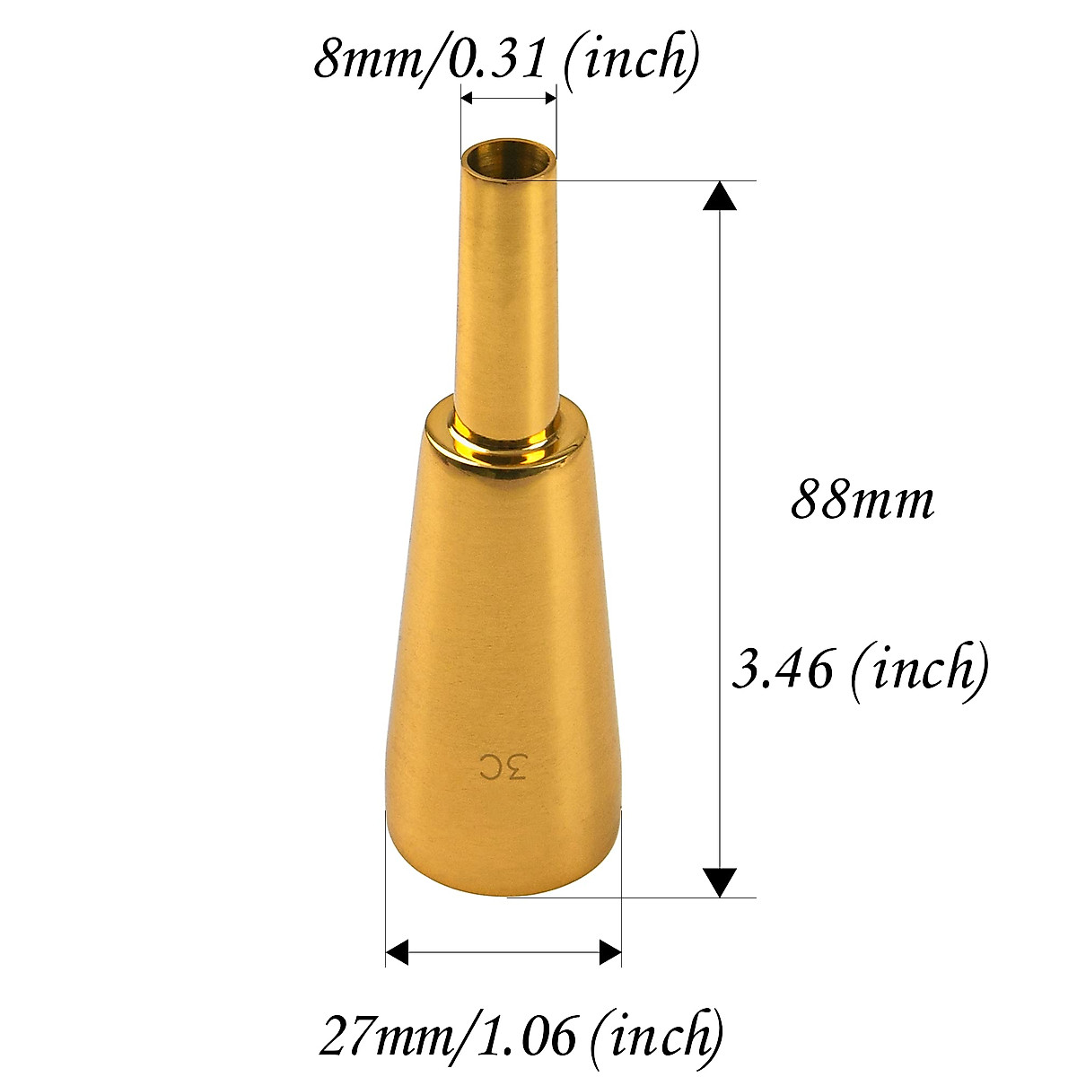 1Pcs Yootones 9.8mm Outer Diameter 3C Heavy-Duty Trumpet Mouthpiece Compatible with Trumpet Accessories (Gold)