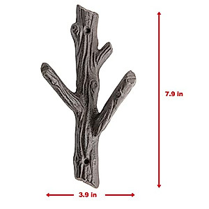 Giftcraft Set of 2 Tree Branch Decorative Hooks, 3-Hook Wall Hooks, Rack for Towels, Jackets, Hats, Metal Coat Hooks Made with Heavy Duty Cast Iron, Unique Nature Home Decor