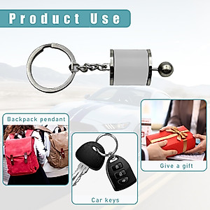 Kewucn Car Shifter Gear Keychain, Creative 6 Speed Manual Transmission Shift Lever Keyring, Auto Gearbox Shifter Key Chain (White)