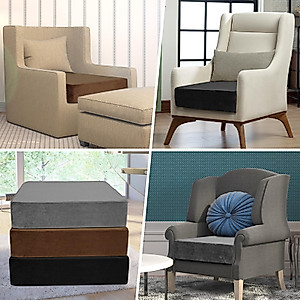 SINOSSO Velvet Large Chair Cushion for Elderly 20" x 20" x 5", High Density Foam Seat Cushion for Recliner Couch Armchair, Thickened Chair Pad, Brown