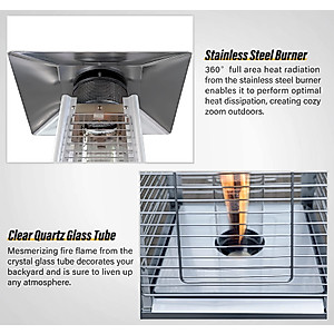 LAUSAINT HOME Outdoor Patio Heater with Cover & Wheels, 48000 BTU Pyramid Propane Heater, 87" Tall Quartz Glass Tube Flame Heater for Party, Backyard, Garden, Decoration