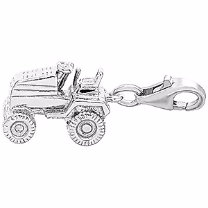 Rembrandt Charms Riding Lawn Mower Charm with Lobster Clasp, 14k White Gold