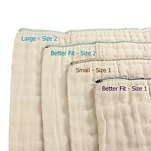 OsoCozy Organic Cotton Prefold Cloth Diapers Traditional Fit Small 4x8x4 Layering (6pk) - Super-Soft, Thick, Absorbent and Durable. Unbleached Natural Color, Fits 7-15 lbs.