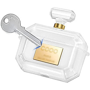 Pummelouty AirPods Pro Case Perfume Cover with Keychain Perfume Bottle and Fur Ball, Luxury Cute Design Silicone Soft Shockproof AirPods Case for Girls and Women