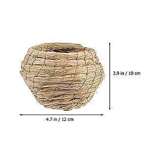 YARNOW 12 pcs Cage Hideaway Provides Dove Hand-Woven Parrot Sparrow Grass Nesting Cold Hand House Roosting Hut Nest Finch Breeding Weather Lovebird Bed Woven Resting Color Shelter Birds