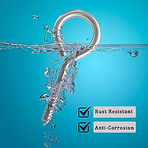 10 PCS Screw Eyes, Stainless Steel Eye Hooks, Heavy Duty Eye Bolts Screw in, Self-Tapping Eyelet Screw for Indoor & Outdoor, 2.5 inches