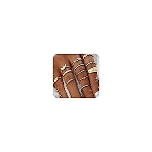 BERYUAN Rings Crystal Rings for Women Rings Gold Rings Womens Rings Cute Rings Stackable Rings Set（12Pcs(Rings Size 4.5,5,6,7,7.5)