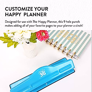 me & my BIG ideas Punch - The Happy Planner Scrapbooking Supplies - 9 Hole Paper Punch For Disc-Bound Planners - Punch Your Own Paper To Include In Your Planner - Classic Size
