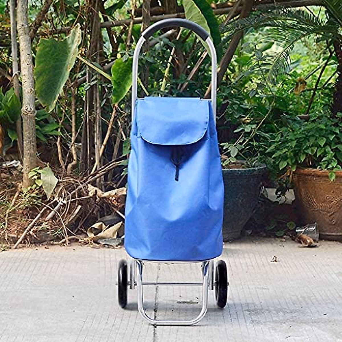 Shopping Trolley on Wheels Multi Function Shopping Cart Trolley Wheel Lightweight Aluminum Folding Luggage Cart Push-Pull Car Storage Hand Trucks,Blue ,