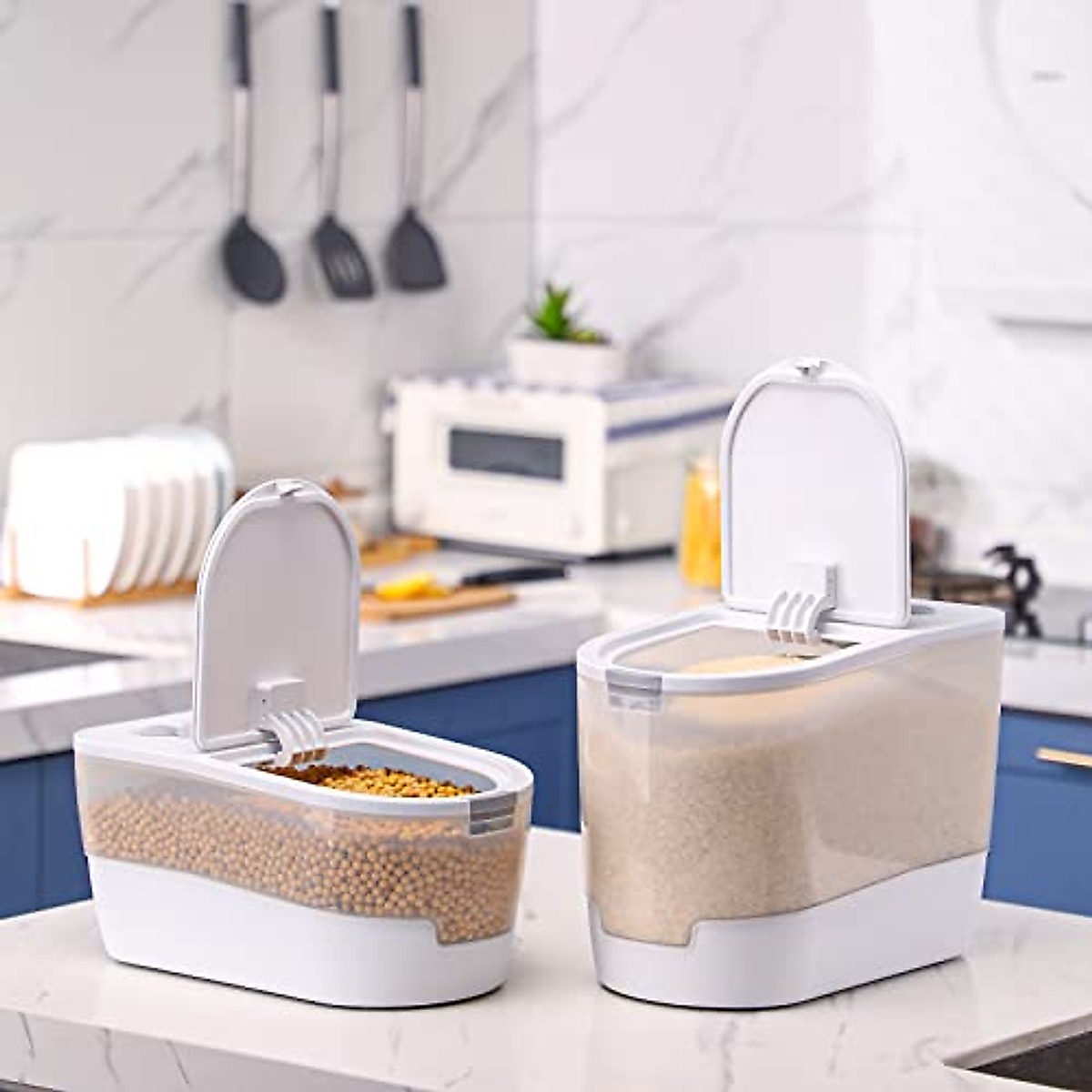 funest Large Food Storage, Cartoon Food Containers, 8lb Food Storage Bins with Lids and Scooper, NO BPA, Kitchen Storage Containers to Store Dry Food, Dog Food Storage Container (13.97 x 7.67 x 6.29)