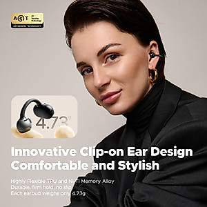 SoundPEATS POP Clip Wireless Open Ear Earbuds, Button Control, Lightweight Comfort Headphones, 30H Playtime, IPX5 Waterproof, Bluetooth 5.4 Immersive Audio Earphones for Sports Running Working, Black