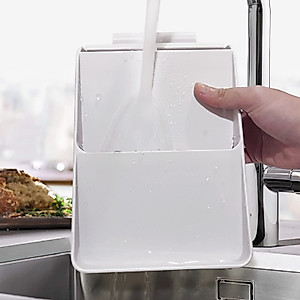 Coonice Cutlery Holder with Drip Tray Drawer, Flatware Organizer Sink Tidy Caddy Separable Parts Drawer Organizers Ivory White