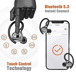 EDKKIE Wireless Bluetooth Earbuds for Small Ears Canal, Running Headphones with Microphone, IPX7 Waterproof, Noise Isolation Wireless Earphones for Sport and Working Out