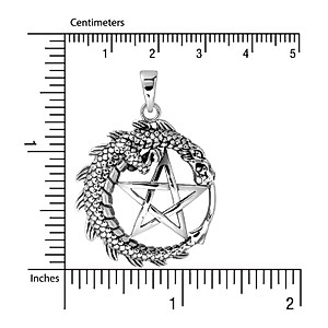 WithLoveSilver 925 Sterling Silver Pentacle Dragon Wing Pendant