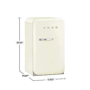 Smeg Retro FAB 5 Mini Refrigerator - 16" Authentic 50's Style - Made in Italy - FAB5ULBL3-1.5 cu. ft - Adjustable Shelves & LED Lighting – Left hinge option (not reversable)- Black