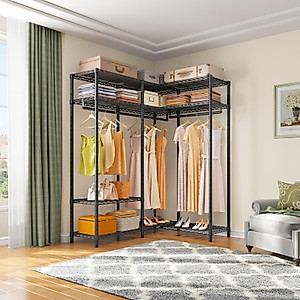 VIPEK L30 Garment Rack, Heavy Duty Corner Clothes Rack, L Shaped Corner Closet System with Adjustable Shelves & Hanging Rods, Freestanding Corner Wardrobe Portable Closet for Hanging Clothes