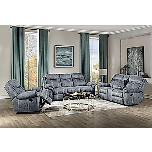 Acme Furniture Zubaida 41" x 87" Modern Velvet Reclining Sofa with USB Dock, 1 Storage Drawer, Tight Back & Seat Cushion, in 2-Tone Gray Finish