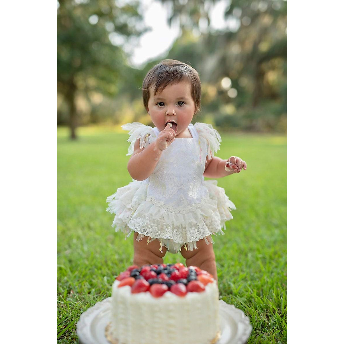 Yonune Newborn Infant Baby Girl Romper Bodysuit Jumpsuit Outfits Lace Romper Ruffle Sleeveless Backless Tutu Dress Clothes