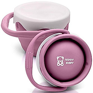 Foldable Snack Cup for Toddlers and Babies - Non-Spill Snack Container for Toddlers Made of Food-Grade Silicone - BPA and Phthalates-Free Baby Snack Container with Lid (red)