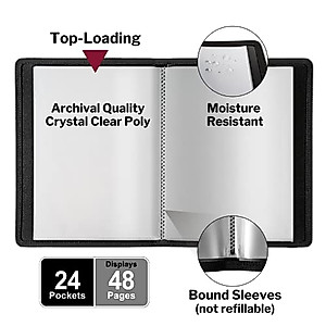 Dunwell Small Photo Albums 5x7 - (2 Pack, Black), Flexible Cover, Portfolio Binder with 24 Sleeves, Holds 48 7x5 Photos, Artwork or Postcards, Mini Picture Brag Books