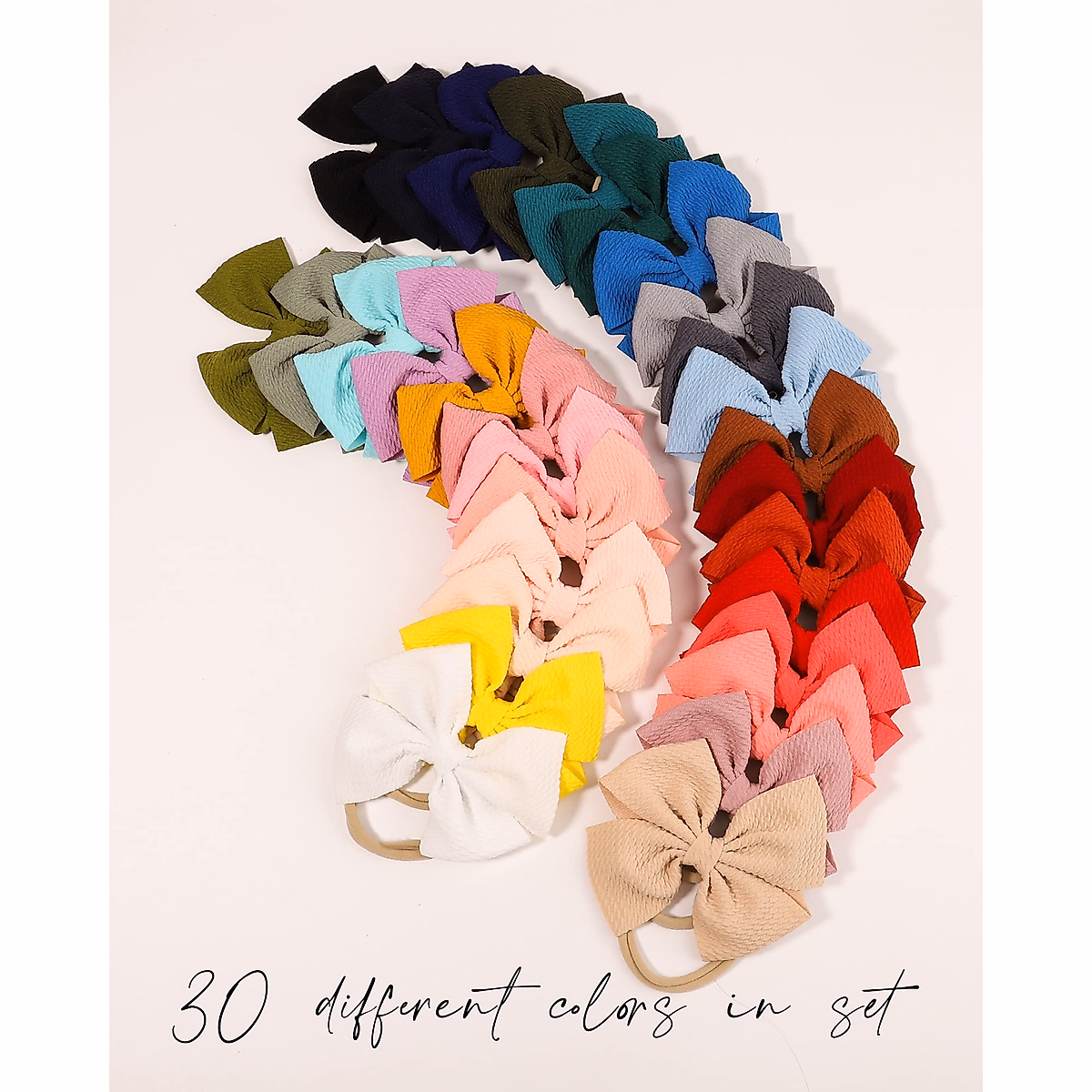 jollybows 30pcs Baby Girls Hair Bows Headband Nylon Hair Band Elastic Hair Accessories for Kids Infants Toddlers