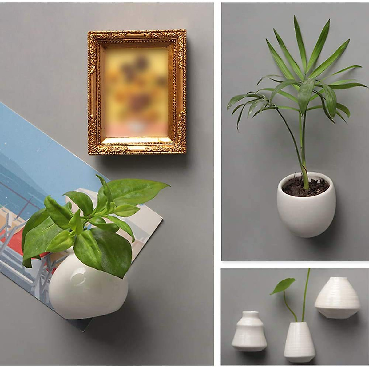 Pearlead Set of 6 Magnetic Mini Ceramic Vase Refrigerator Magnets Sticker Fridge Whiteboard Magnets for Home and Office Refrigerator Decoration