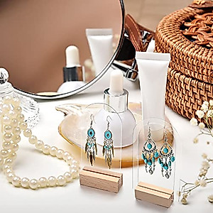 Yulejo 48 Pieces Acrylic Earring Display Stand Jewelry Retail Holder Arch Acrylic Earring Holder Solid Hollow Acrylic Sign Stand Jewelry Displays with Wooden Bases for Studs Dangle Earrings