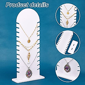 PH PandaHall Wood Necklace Display Stand, 12 Slots White Jewelry Holder Necklace Display Board Necklace Organizer Chain Storage Holder for Jewelry Display and Storage, 12.8 inch High