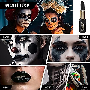 Eye Black Face Paint Kit, Eye Black Stick for Football Baseball Softball Lacrosse, Blue Red Black Facepaint Lipstick for Christmas Costume Cosplay Clown Makeup, Waterproof Blendable Body Paint Stick