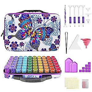 ZORETCO Diamond Painting Storage Containers,60 Slots Diamond Painting Accessories with Tools for Diamond Art Organizer Craft Jewelry Beads Storage Box