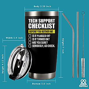 Panvola Tech Support Checklist Technical Support Gifts Computer Programmer Vacuum Insulated Tumbler Travel Mug 20 oz Black