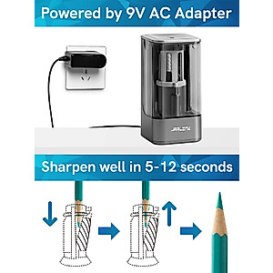 JARLINK Electric Pencil Sharpener, Auto Stop AC Adapter Operated Sharpener for No.2/Colored Pencils(6-8mm), Portable for School Classroom/Office/Home