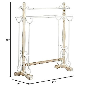 Deco 79 Wood Scroll 4 Shelf Quilt Rack, 34" x 14" x 40", Light Brown