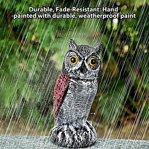 3PCS Bird Owl to Frighten Birds,Fake Owl Statue Decoy,Plastic Owl Scarecrow with Rotating Head for Garden Yard Outdoor