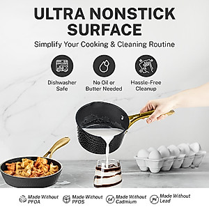Granitestone 15 Pc Ceramic Pots and Pans Set Non Stick, Kitchen Cookware Sets, Pot and Pan Set, Ceramic Cookware Set, Non Stick Pots and Pan Set with Induction Cookware, Dishwasher Safe, Black