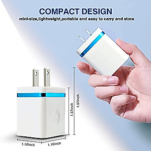 USB Wall Charger, CUGUNU 3-Pack 2.1A/5V Dual Port USB Plug Power Adapter Charging Block Cube Compatible with iPhone 14/13/12/11 /Pro Max/X/8/7/6 Plus, Samsung, Moto, Kindle, Android Phone - Blue