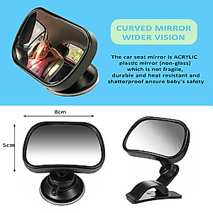 Baby Car Mirror, Universal Baby Rear View Mirror for Car Seat Backseat Mirror Rear Facing Car Seat Mirrors with Suction Cup and Clip, 360°Safety Adjustable Car Mirror for Infant, Newborn By Liangxiang