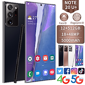 Lenove Note20U+ Smartphone Unlocked(48MP Rear HD Camera,5g Dual Sim Three Card Slots,MTK6889, 6.9 Inch Full-Screen,Face Id, 5000mah Long-Lasting Battery,Smart E Pen) (Black,12G+512G)