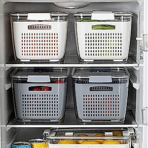 MRT Produce saver storage containers - Fresh Vegetable Fruit Storage Containers - Fridge Food Storage Containers - Keep Vegetables Fresh Easy to Clean(White, 4.5 L)