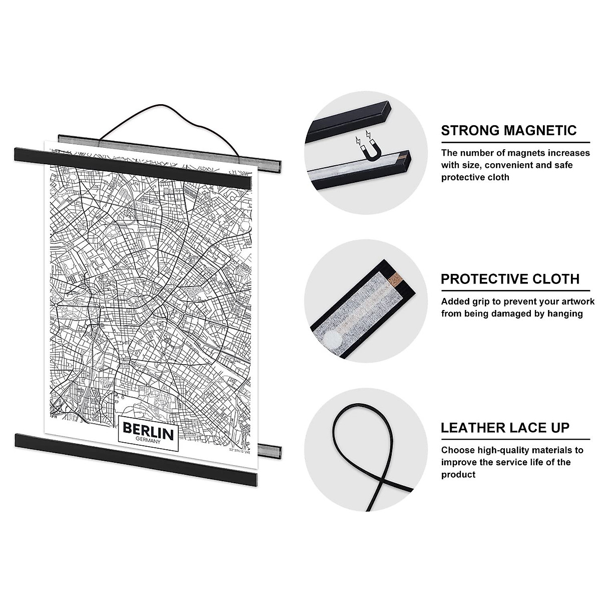 20x30 20x28 Poster Frame, Magnetic Light Wood Frame Hanger for Photo Picutre Canvas Artwork Art Print Wall Hanging (1 Pack, 20", Black)