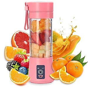 Portable Blender Smoothies Personal Blender Mini Shakes Juicer Cup USB Rechargeable (Pink)