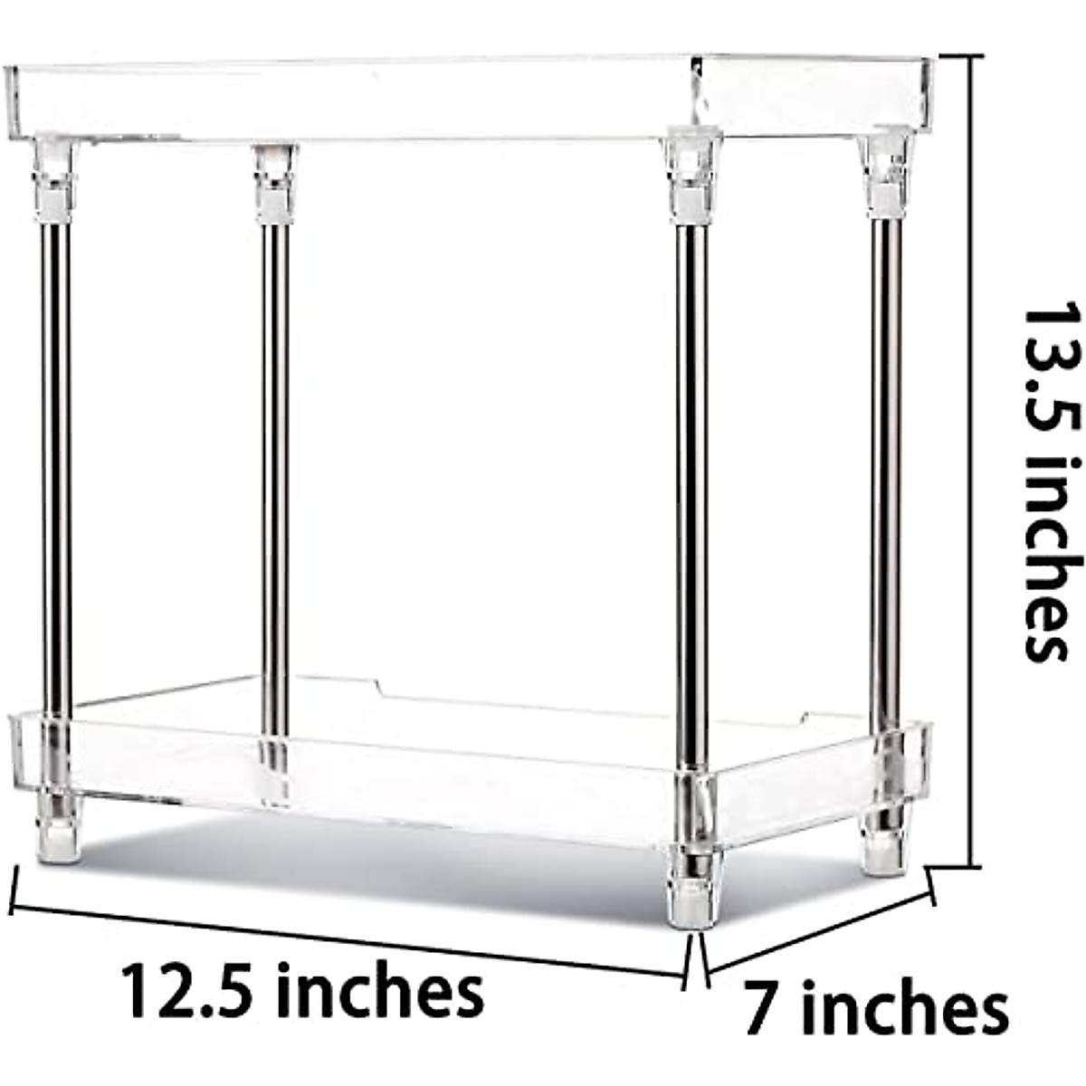 KSDSOAM Bathroom Organizer Countertop Bathroom Storage 2 Tier Acrylic Bathroom Makeup Organizer countertop for Skincare Cosmetics, Bathroom, Kitchen