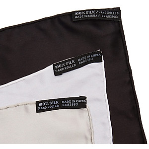 Stacy Adams Men's 100 Percent Silk Hand Rolled 17"X 17" Pocket Square Three Piece Set, White/black/Silver, One Size