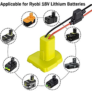 Power Wheel Adapter for Ryobi 18V P108 P107 P102 Battery Conversion Kit with Fuses & Wire Terminals, 12AWG Wire,Power Connector for DIY Ride On Truck RC Toy Car