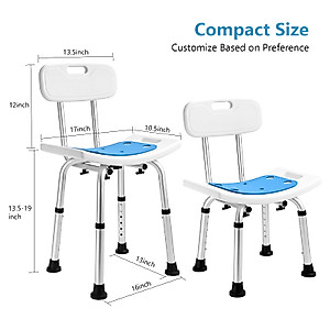 FSA/HSA Eligible Shower Chair with Back Removable - 2 in 1 Nonslip Shower Stool for Inside Shower, Narrow Bathtub Chair, Adjustable Shower Seat for Seniors, Elderly, Handicap, Disabled by LEACHOI
